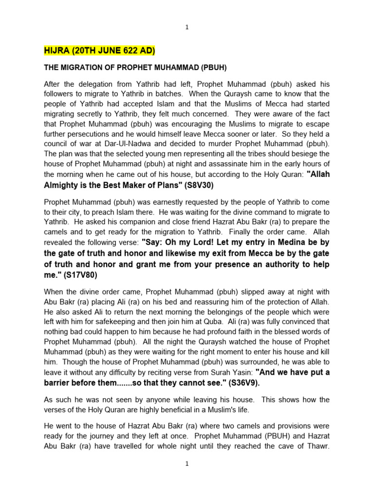 muhammad 4-HIJRA | PDF | Muhammad | Medina