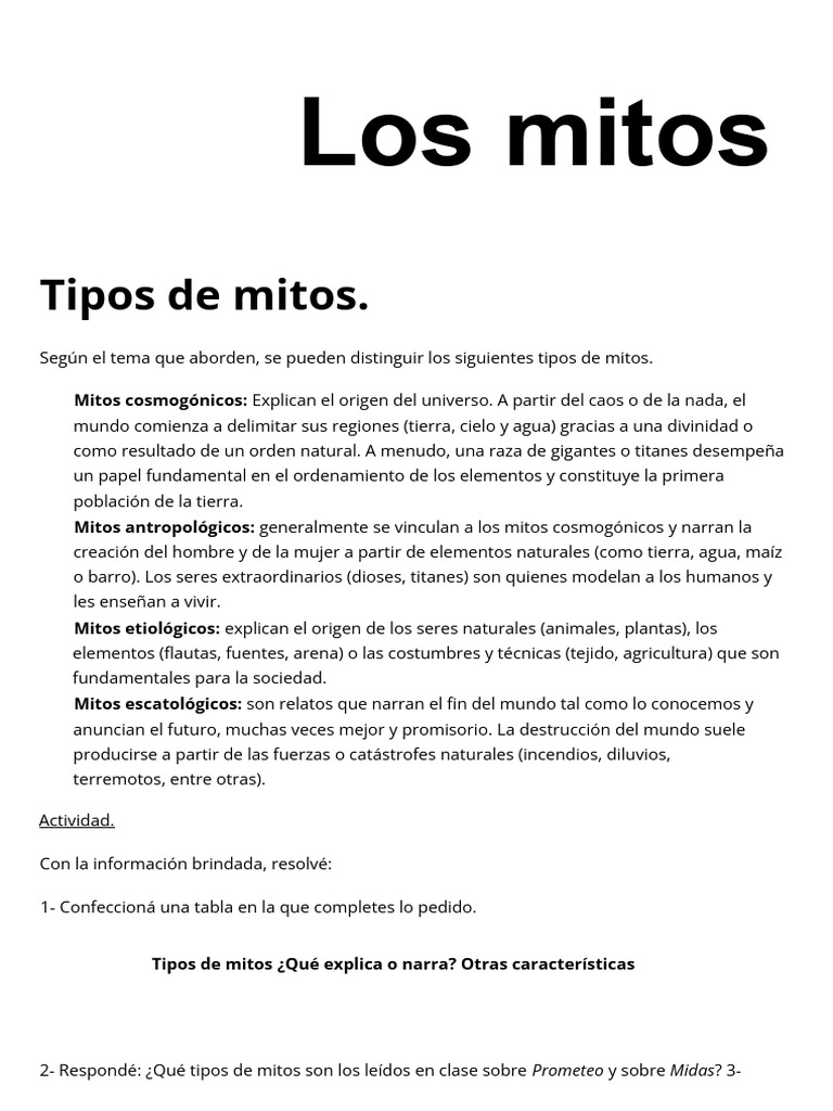 Los Mitos | PDF | Mitología | Creencia religiosa y doctrina