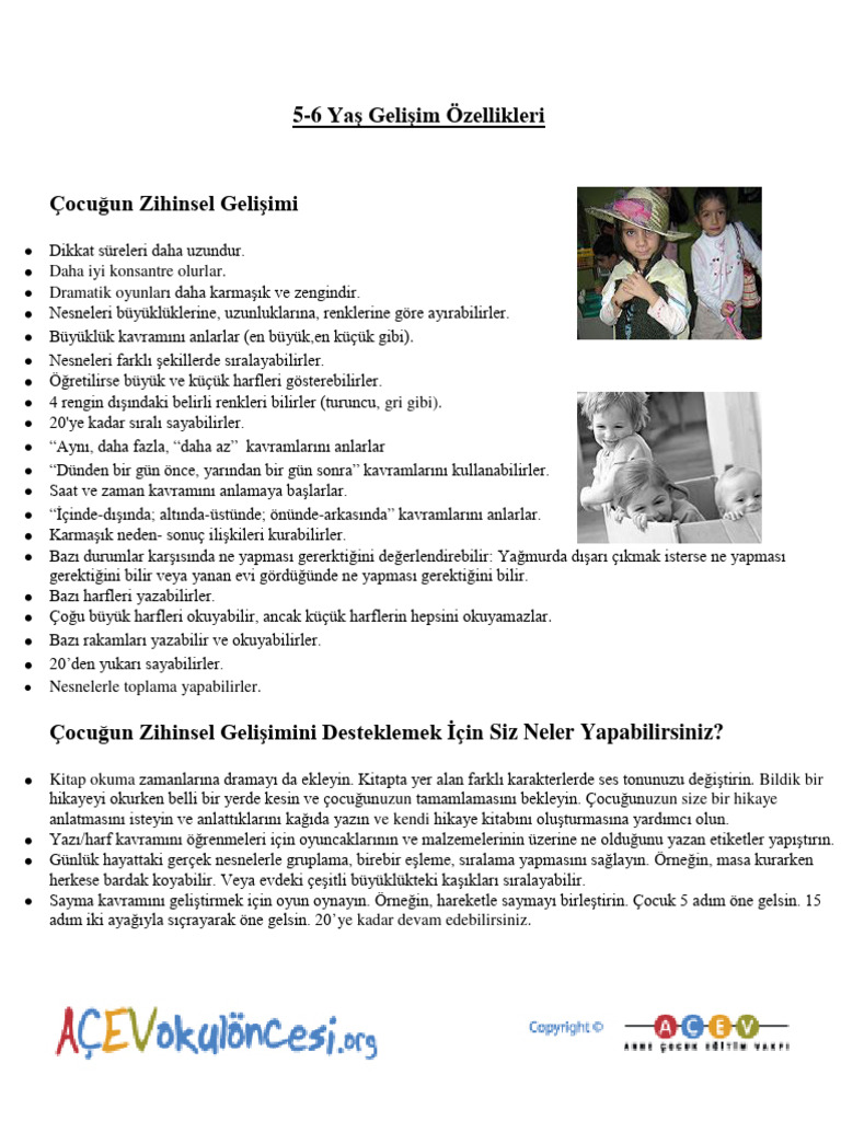 5 6 Yas Gelisim Ozellikleri | PDF