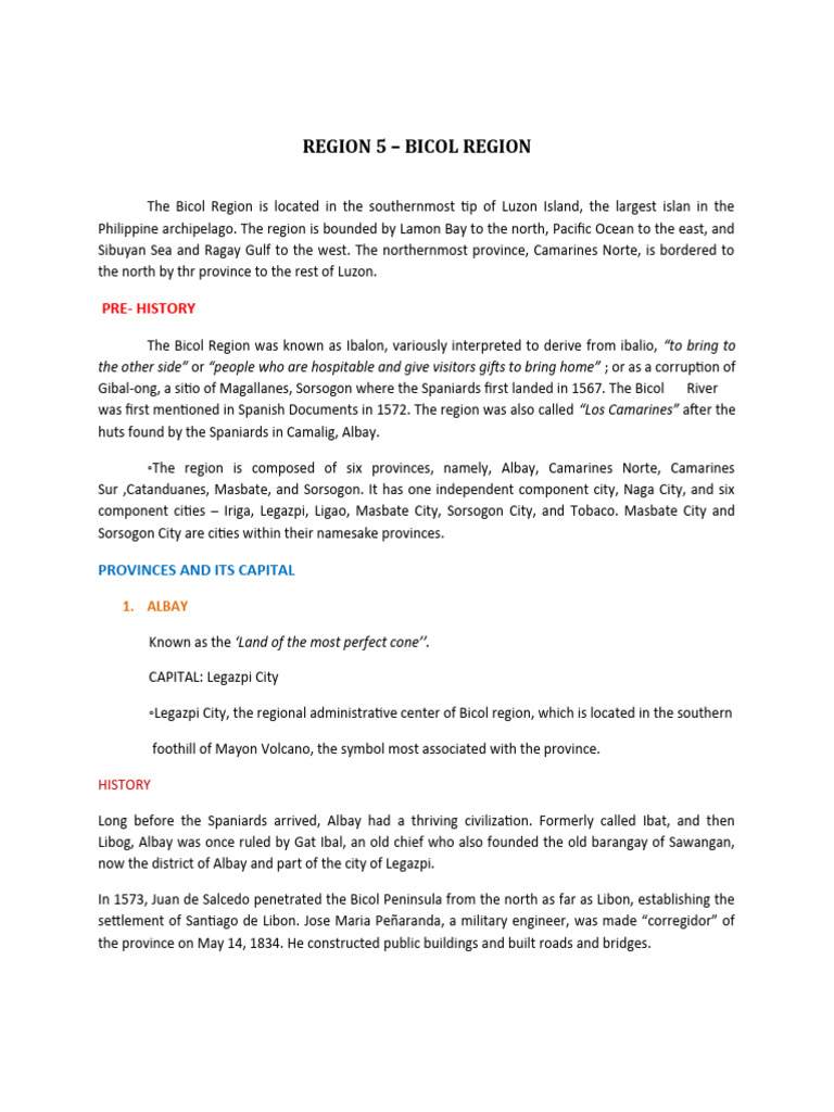 Bicol Region 5 | PDF | Philippines