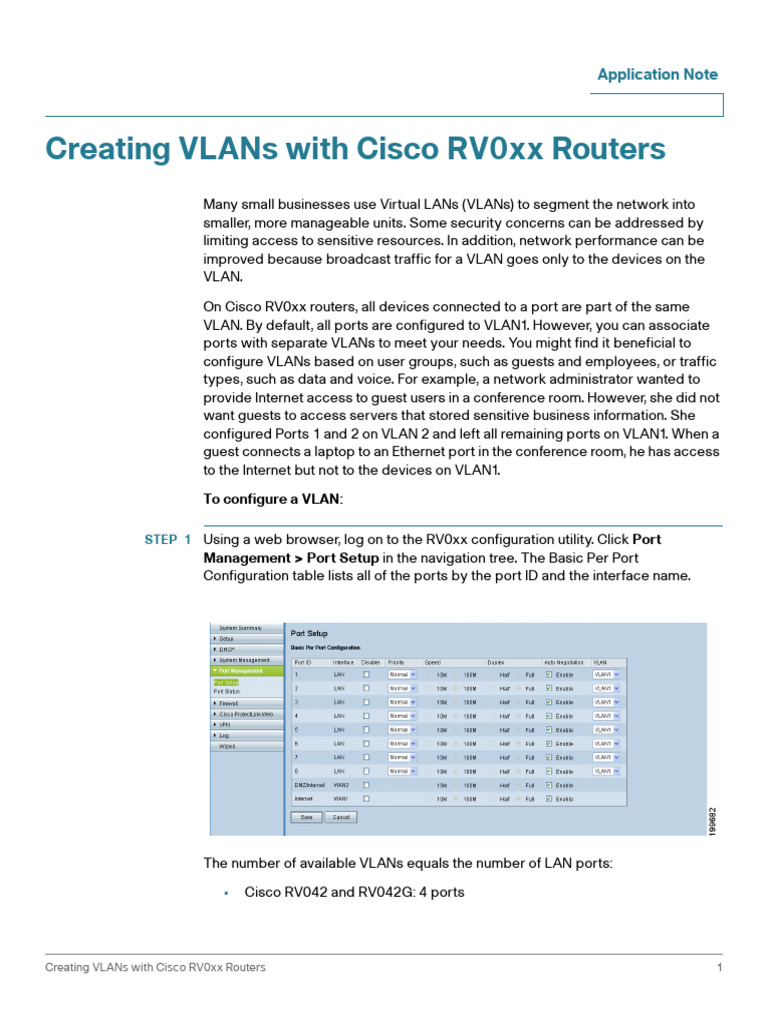 VLAN Setup for Cisco RV0xx Routers | PDF | Computer Network | Computer Architecture