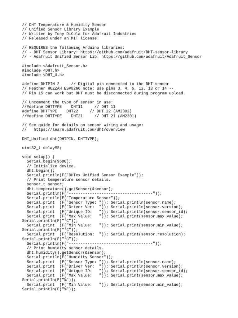 DHT Unified Sensor | Download Free PDF | Sensor | Computer Engineering