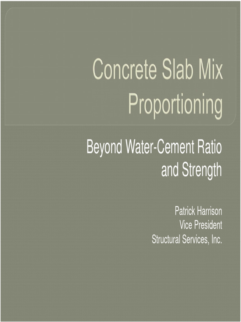 Pat Harrison - Concrete Slab Mix Proportioning March 2012 | PDF ...