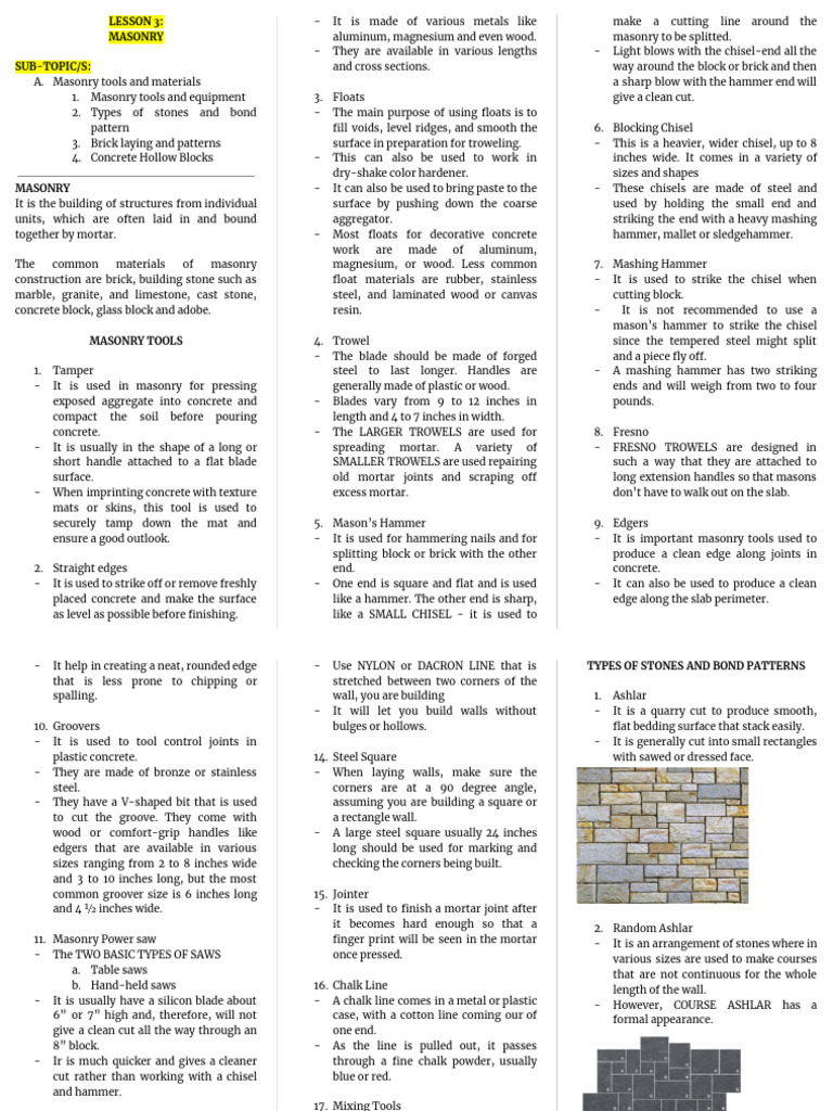 IA MASONRY HANDOUTS | PDF | Masonry | Area