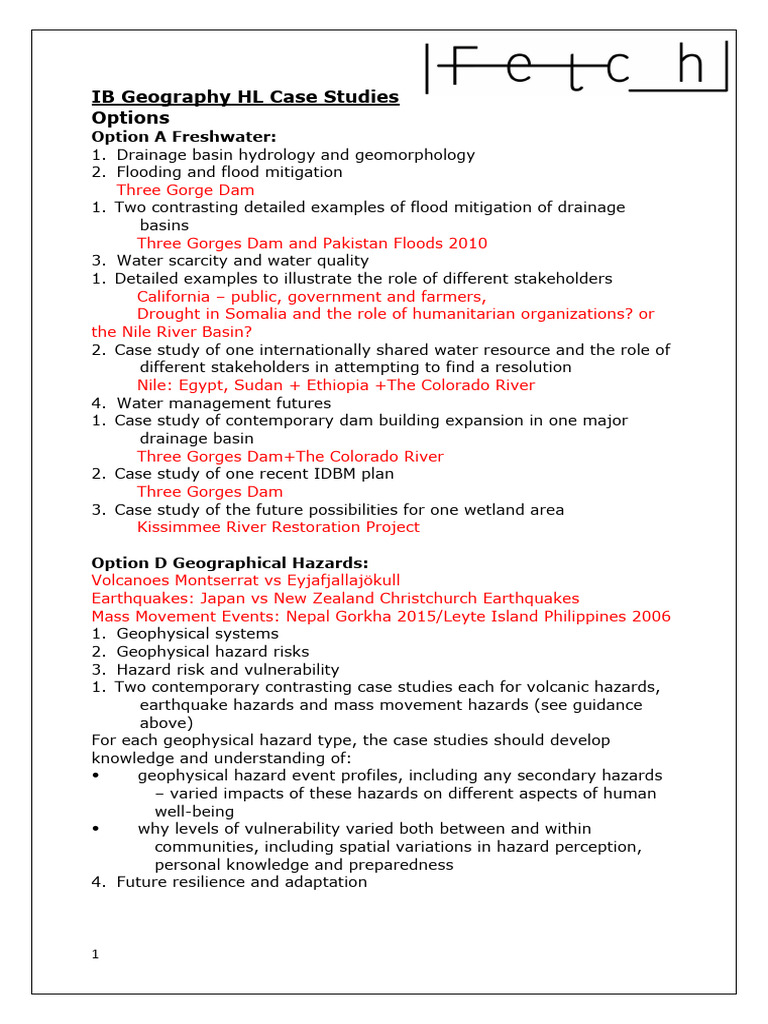 IB Geography HL Case Studies | PDF | Hazards | Climate Change