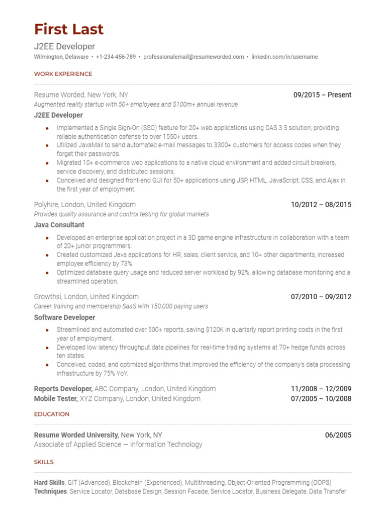 J2ee-Developer2 - Template 16 | PDF | World Wide Web | Internet & Web