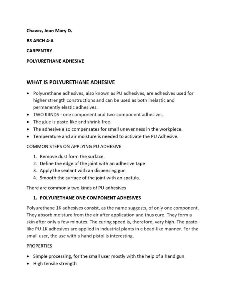 Polyurethane Adhesive | PDF | Adhesive | Polyurethane