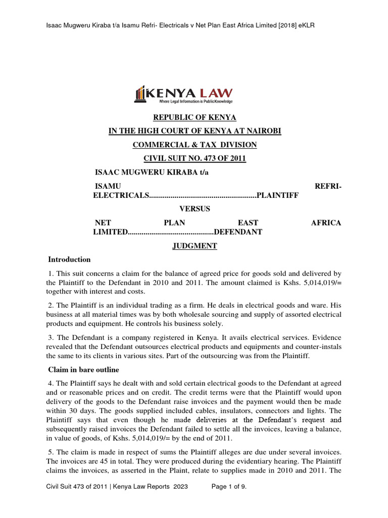 Civil Suit 473 of 2011 231204 181714 | PDF | Lawsuit | Evidence (Law)