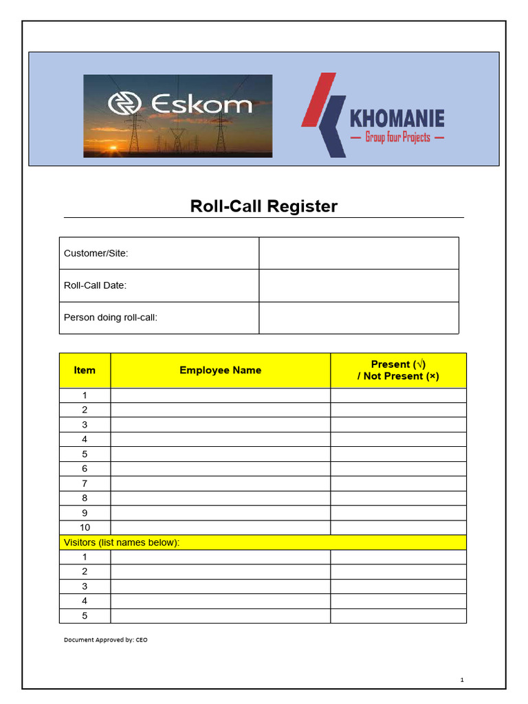 REG028 Roll-Call Register | PDF