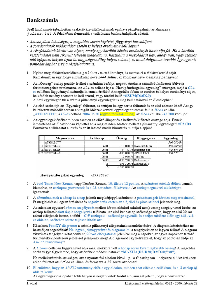 Bankszámla Megold | PDF