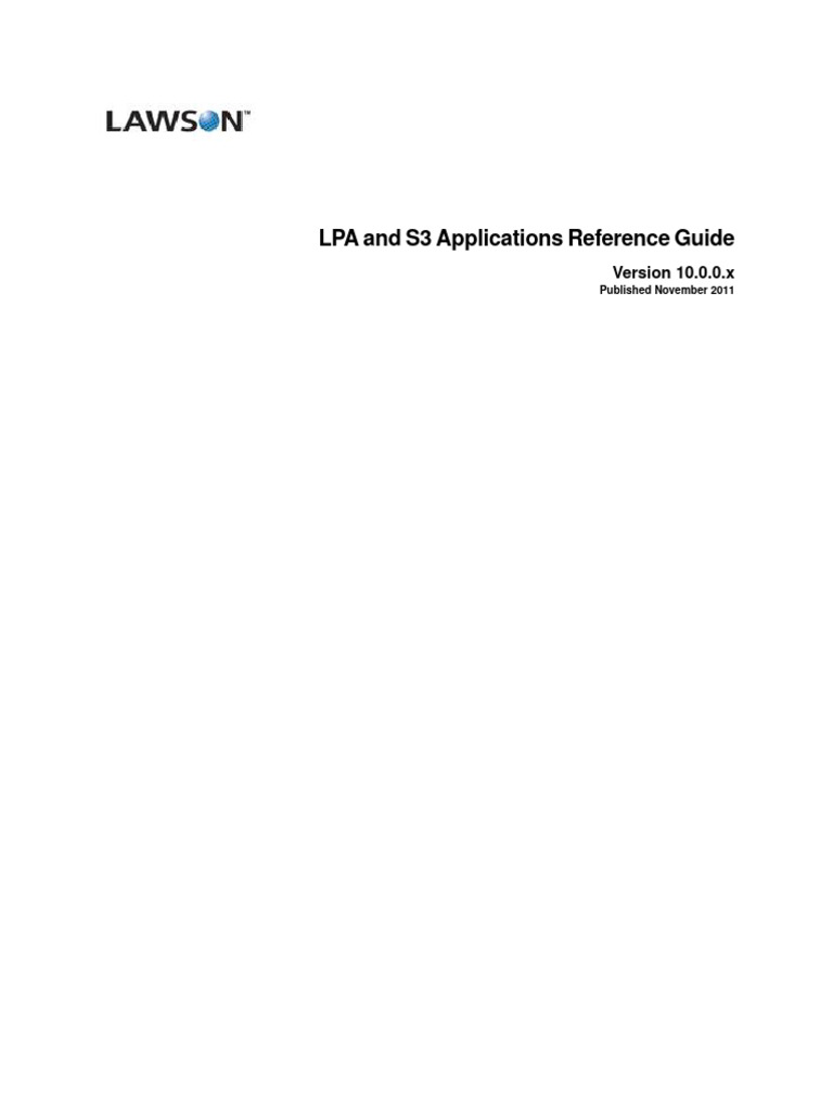 Lawson LPA and S3 Applications Reference Guide | Download Free PDF ...