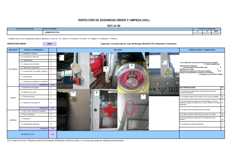 Inspección Orden y Aseo (Formato SOL) | PDF