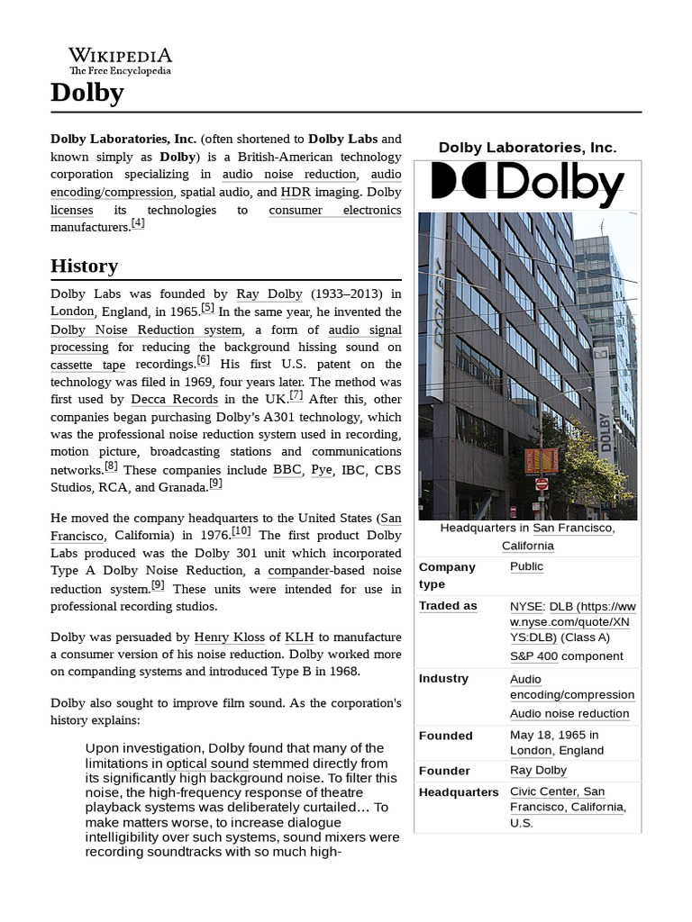 Dolby | PDF | Electronics | Digital Technology