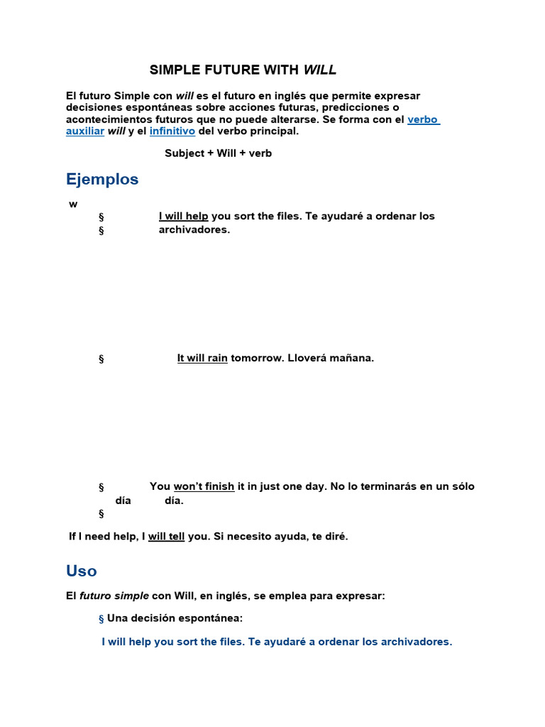 Simple Future - Will | PDF | Verbo | Unidades Semánticas