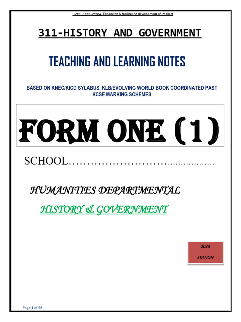 Form One History and Government Notes | PDF | Homo | Human Evolution