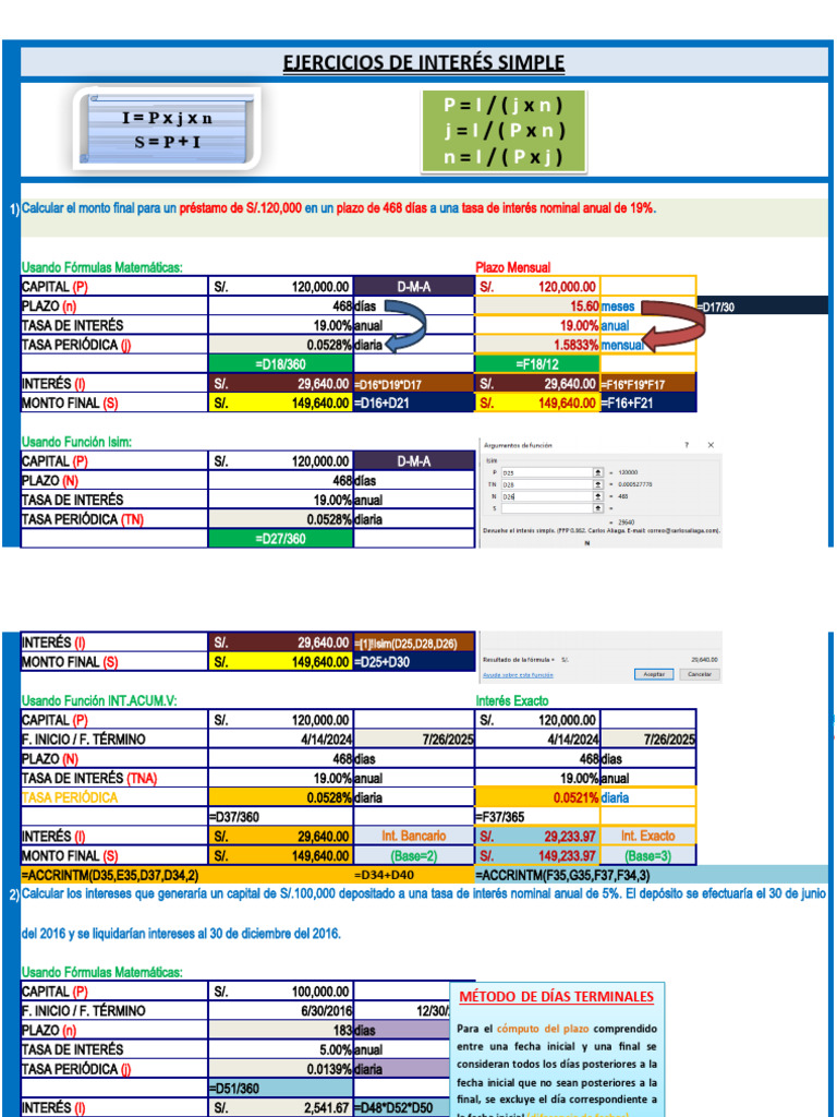 03 CLASE 1 - INTERES SIMPLE - EJERCICIOS - Resuelto | PDF | Bancario | Banca de inversión