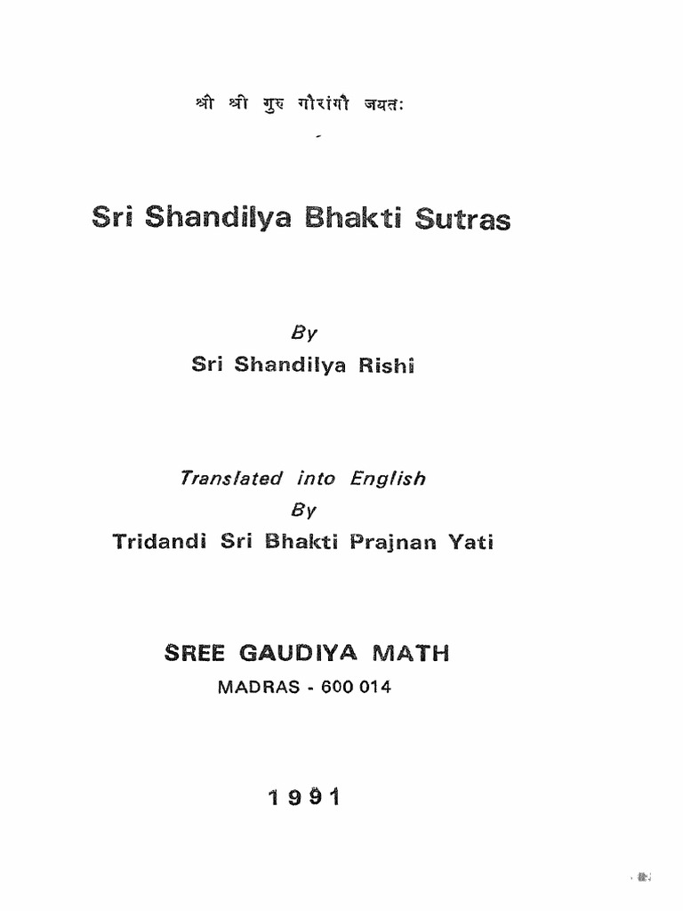 Shandilya Bhakti Sutras | PDF