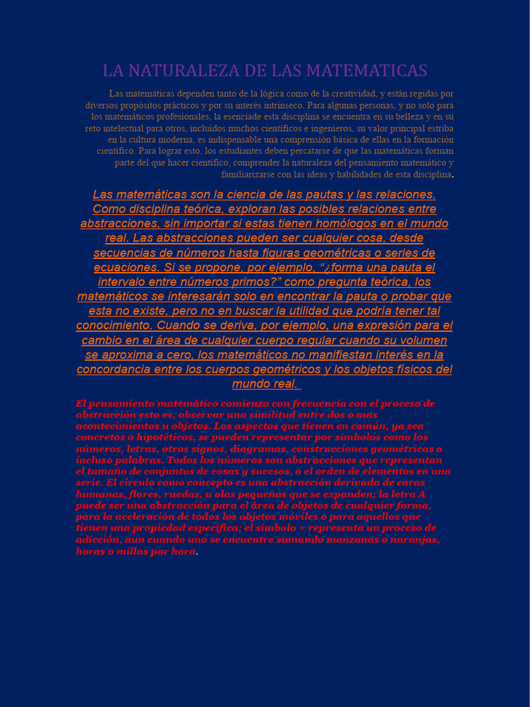 La Naturaleza de Las Matematicas | PDF | Matemáticas | Abstracción