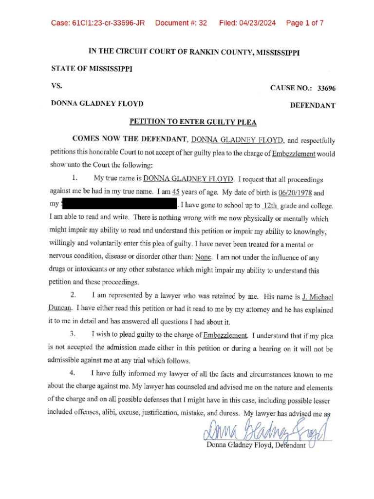 Petition To Enter Guilty Plea Donna Floyd | PDF