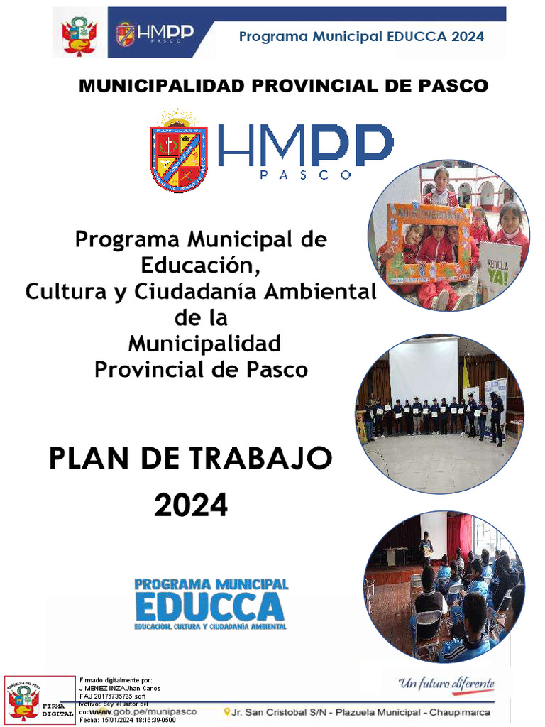 Plan Del Programa Municipal de Educacion y Cultura y Ciudadania ...