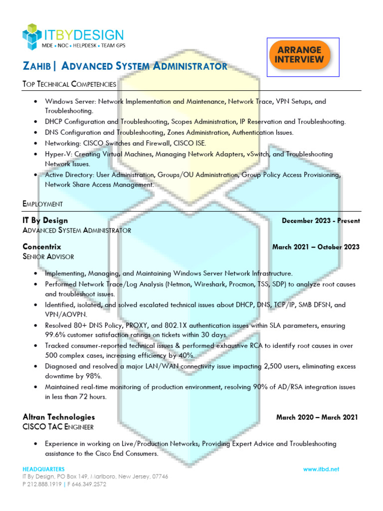 Zahib - Advanced System Administrator | PDF | Computer Network | Local Area Network