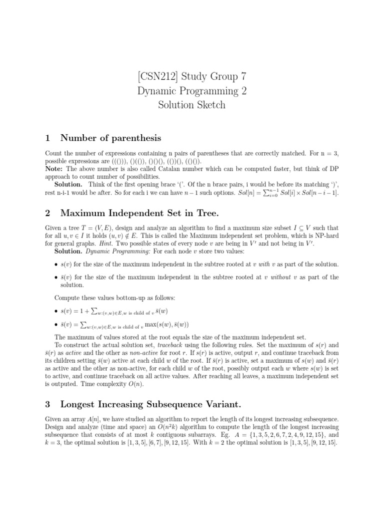Tutorial 7 Solutions Pdf Algorithms Computational Problems