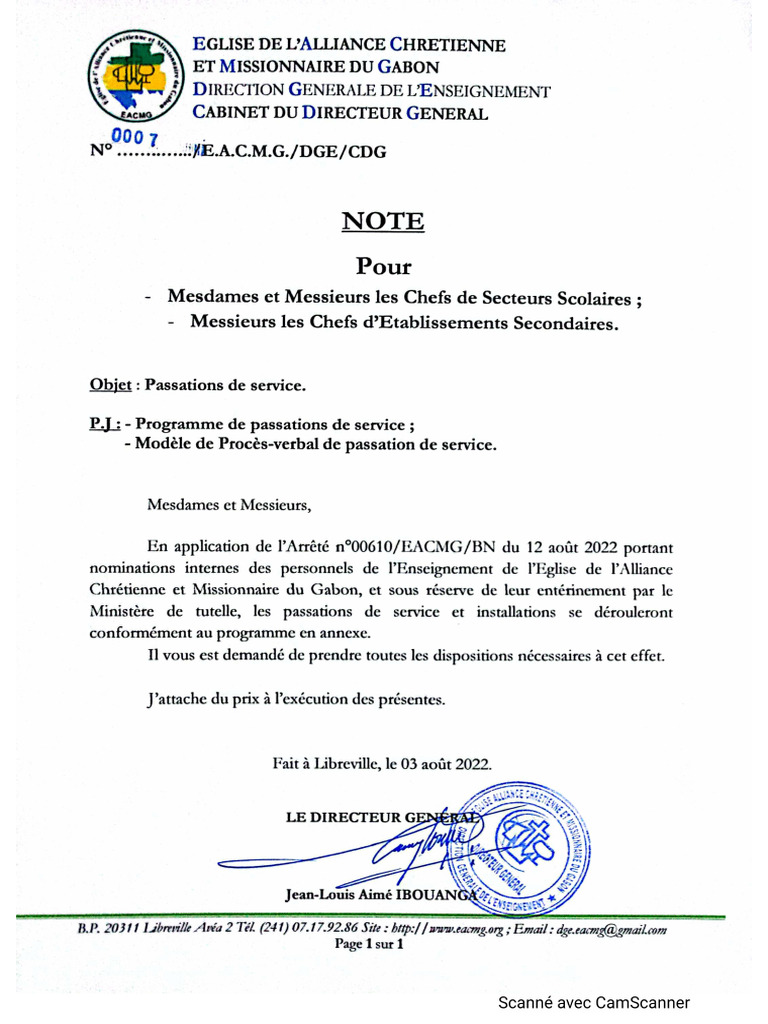 NOTE PASSATIONS DE SERVICE ET INSTALLATIONS | PDF