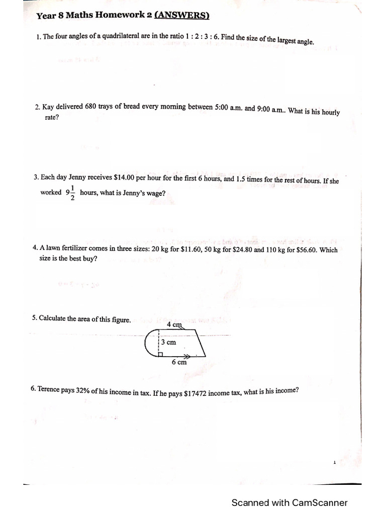 Year 8 Maths Worksheet 2 (HW) tt8 | PDF