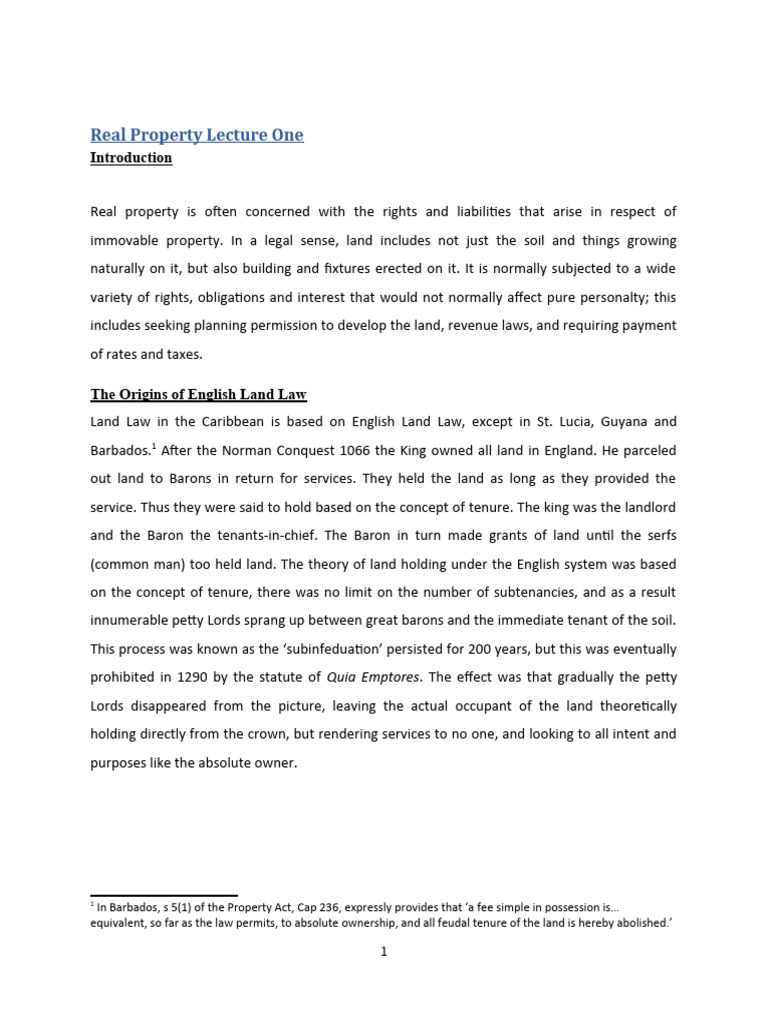Introduction to Real Property Law | PDF | Leasehold Estate | Lease