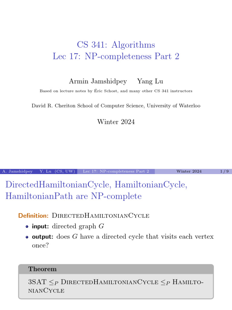 CS341 Lec17 Annotated Apr02 | PDF | Computational Problems | Combinatorics