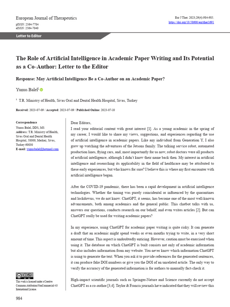 AI's Role in Academic Writing | PDF | Academic Publishing | Human ...