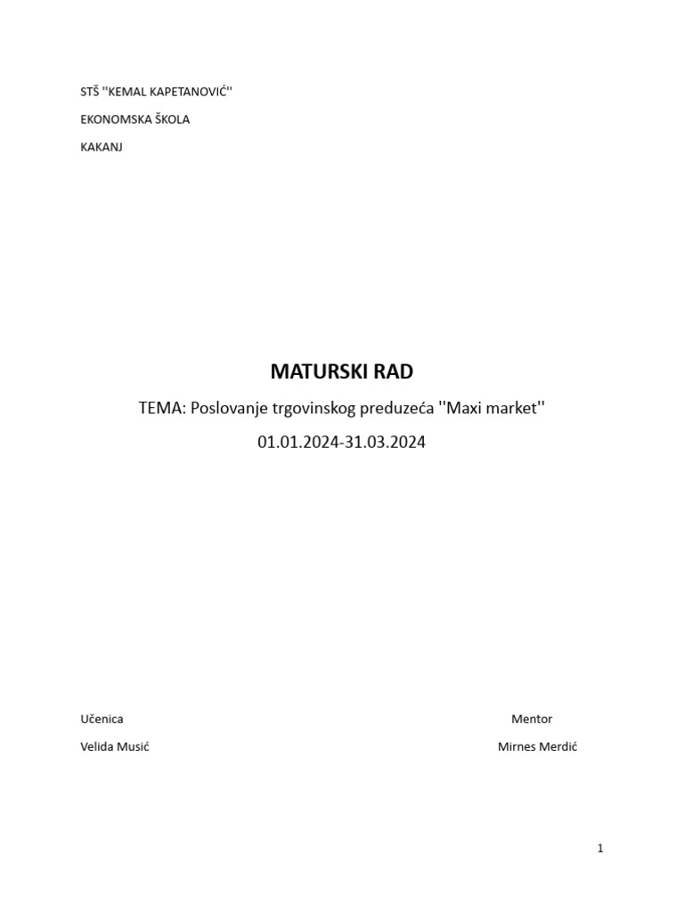 Velidin Maturski 22 | PDF