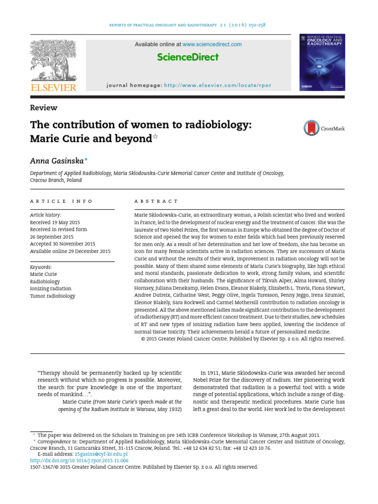Main | PDF | Radiation Therapy | Marie Curie
