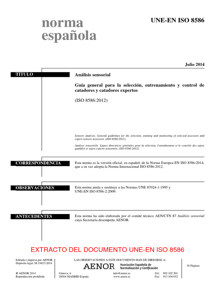 (Ex) Une-En Iso 8586 2014 | PDF | Metodología