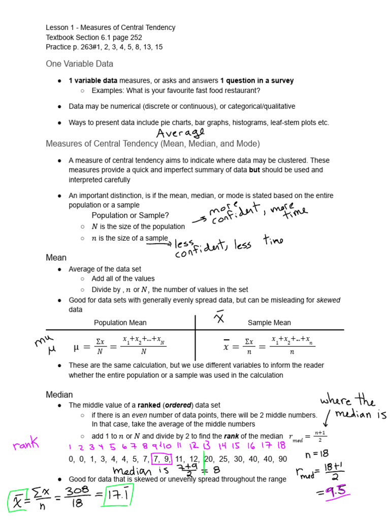 Understanding Central Tendency Measures | PDF | Mean | Mode (Statistics)