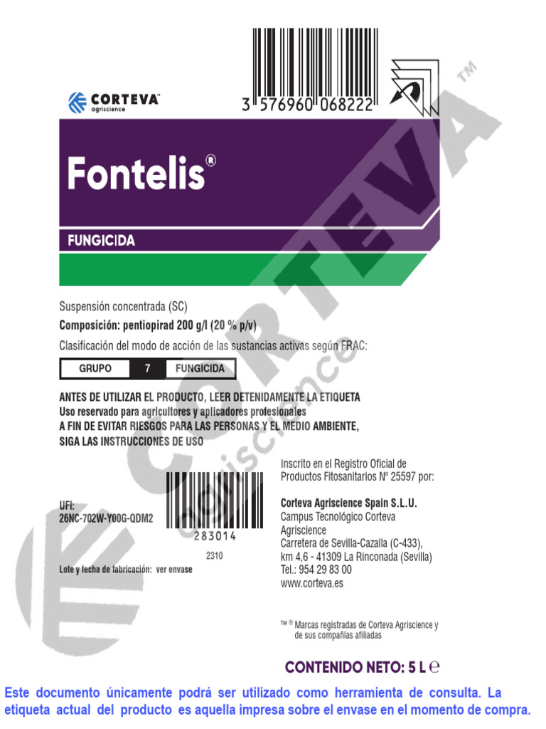 Fontelis Etiqueta Corteva - EU - ES | PDF | Agua | Residuos