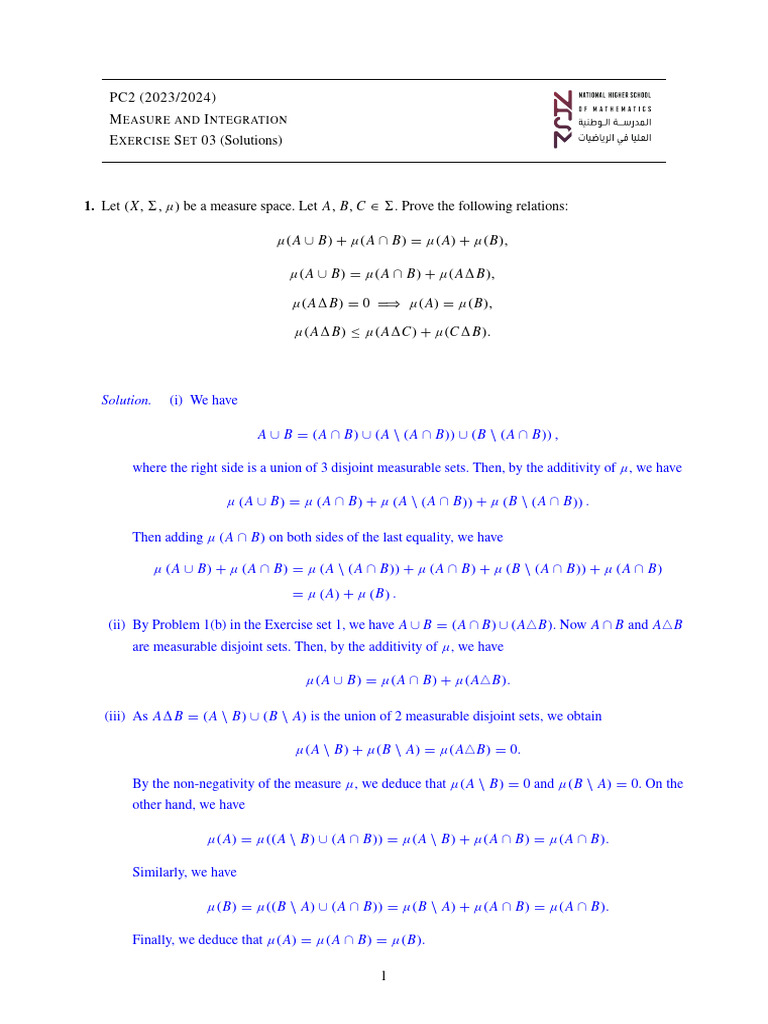 MI-ExoSet-3 (Solutions) | PDF | Measure (Mathematics) | Mathematical Analysis