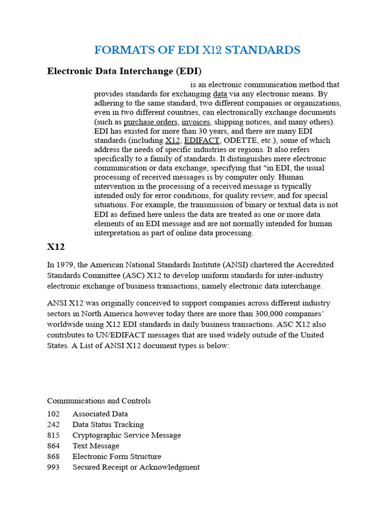 EDI Formats | PDF | Electronic Data Interchange | Cargo