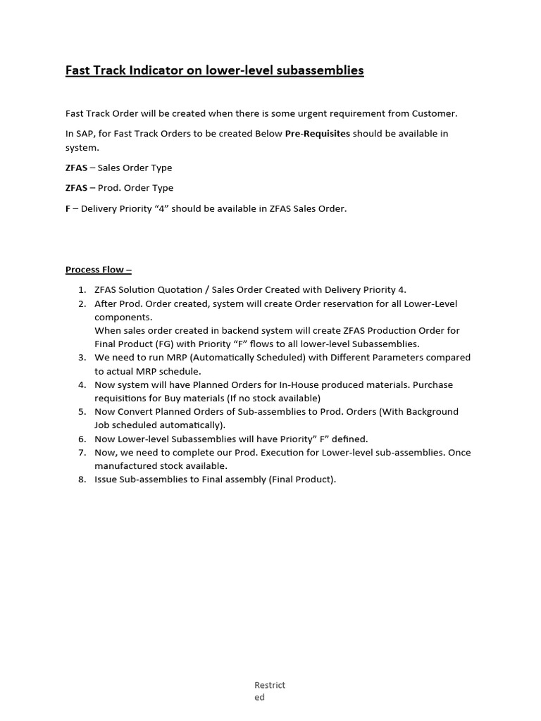 Fast Track Order Solution | PDF