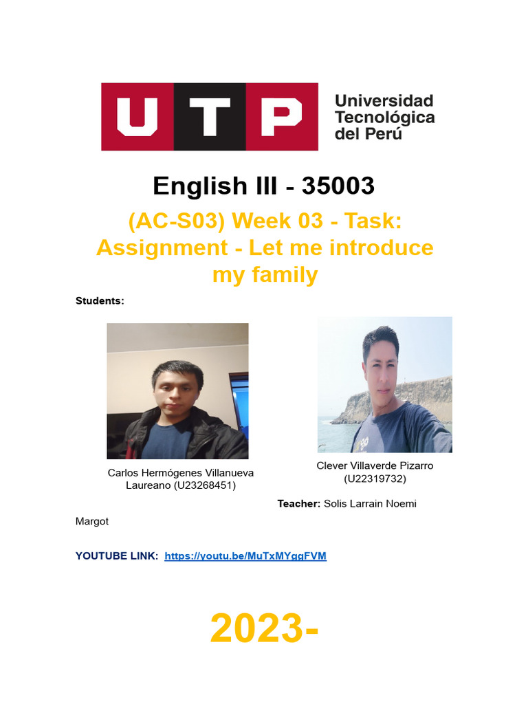(AC-S03) Week 03 - Task Assignment - Let Me Introduce My Family | PDF