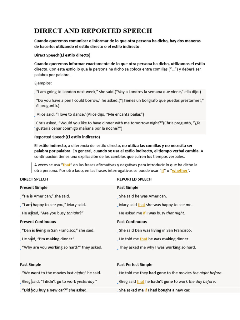 Direct and Reported Speech | PDF | Semantic Units | Grammar
