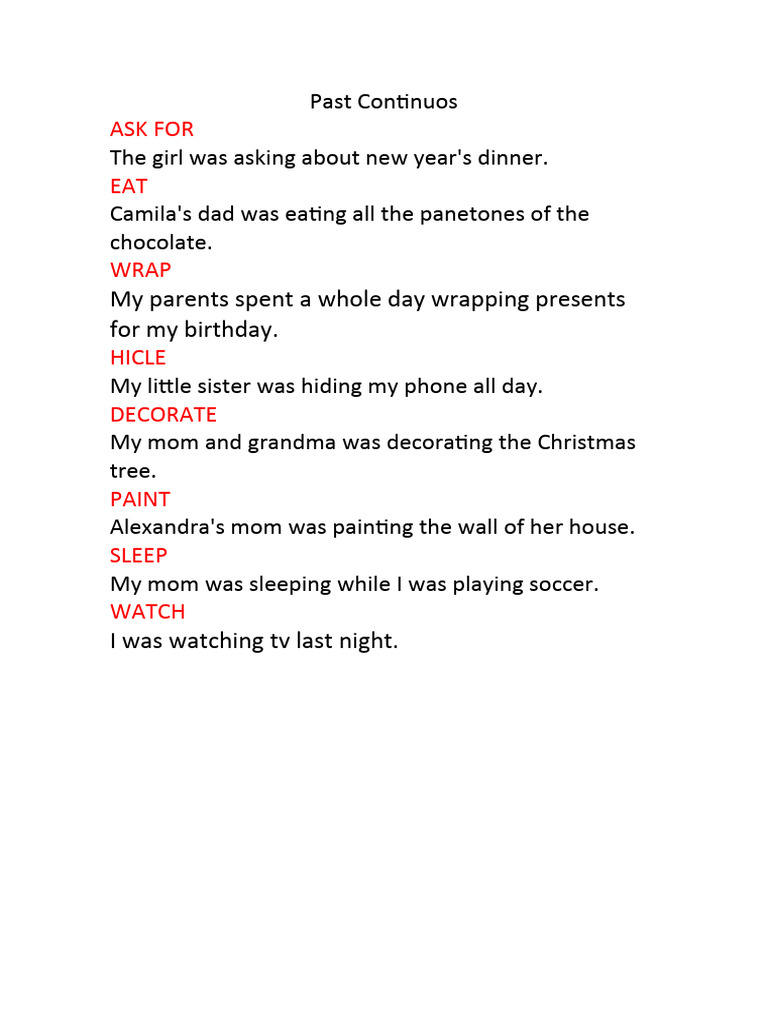 Past Continuos | PDF