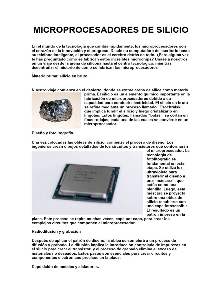 Microprocesadores de Silicio | PDF | Microprocesador | Circuito integrado
