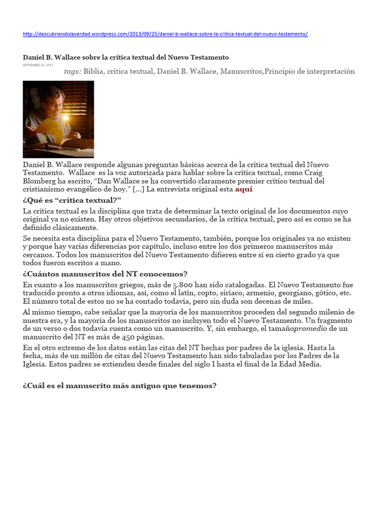 Crítica Textual del Nuevo Testamento | PDF | Nuevo Testamento | Crítica ...