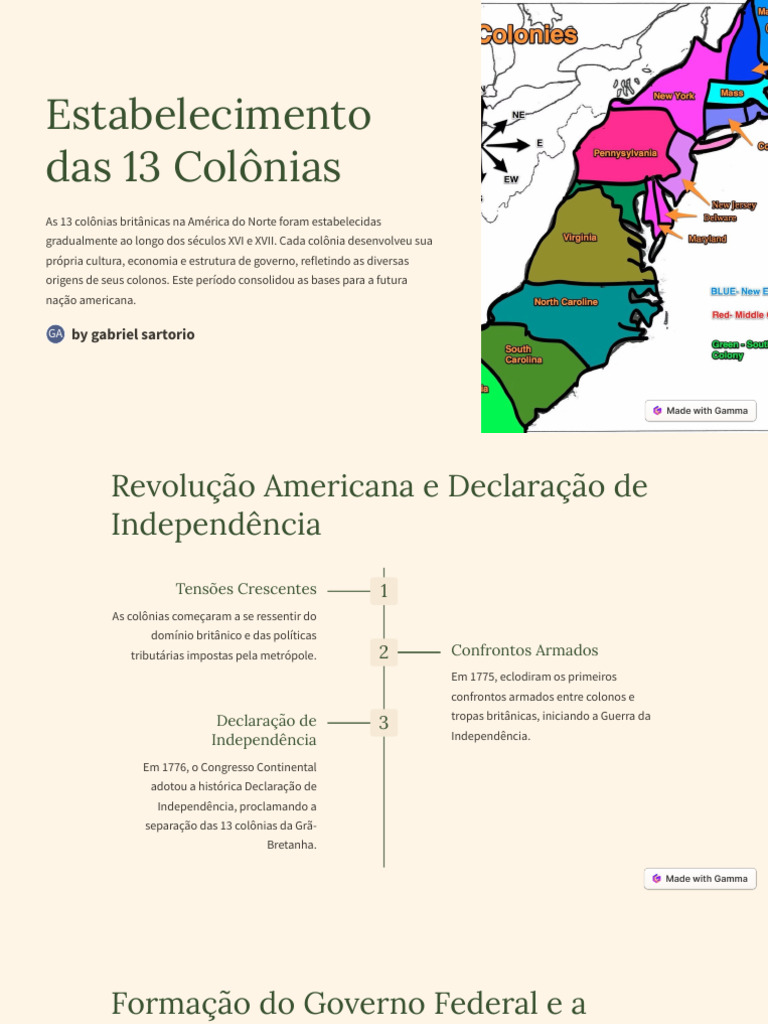 História das 13 Colônias e EUA | PDF | Os Estados Unidos | Treze Colônias