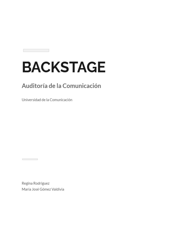 Backstage Auditoria | PDF | Gestión de recursos humanos | Business