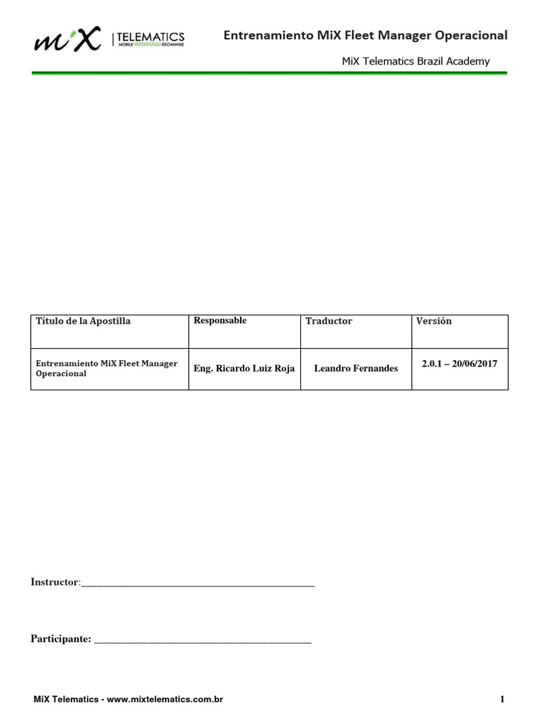 Entrenamiento MiX Fleet Manager | PDF | Contraseña | Ventana (informática)