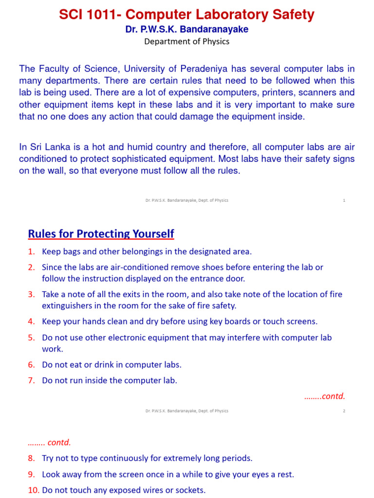 Computer Laboratory Safety | PDF | Laboratories | Manufactured Goods Computer Laboratory Safety | PDF | Laboratories | Manufactured Goods
