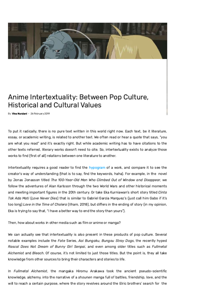 Anime Intertextuality - Between Pop Culture, Historical and Cultural ...