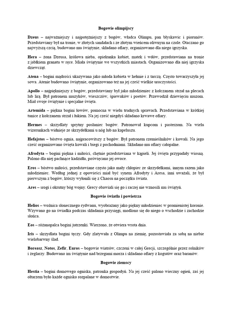 Bogowie Olimpijscy | PDF